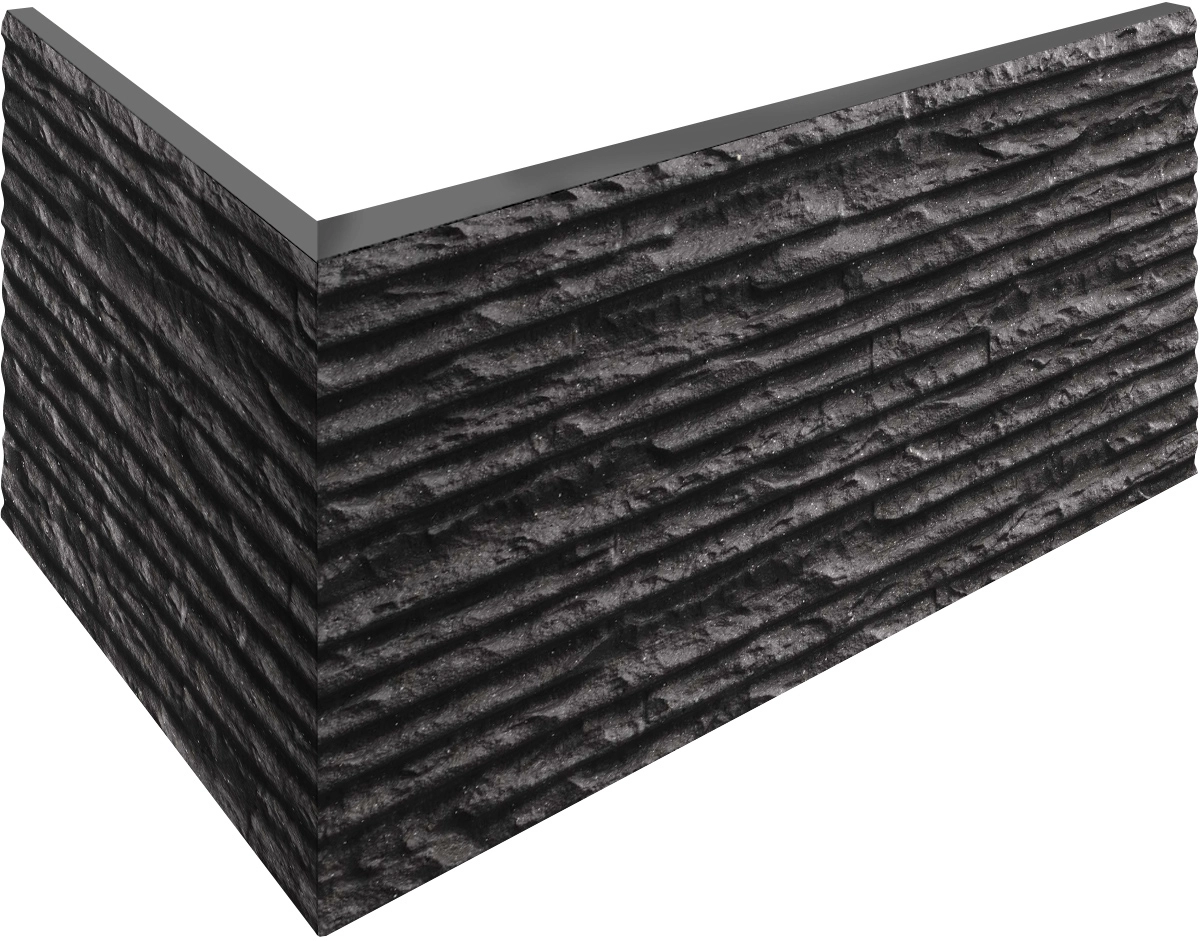 IGUAZU BLACK INSIDE CORNER WALL PANEL 8X25 RAKED - Porcelain Tile ...